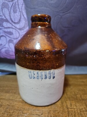 Stoneware Antique Mercury Bottle Jug 6” H Glazed Cork | eBay