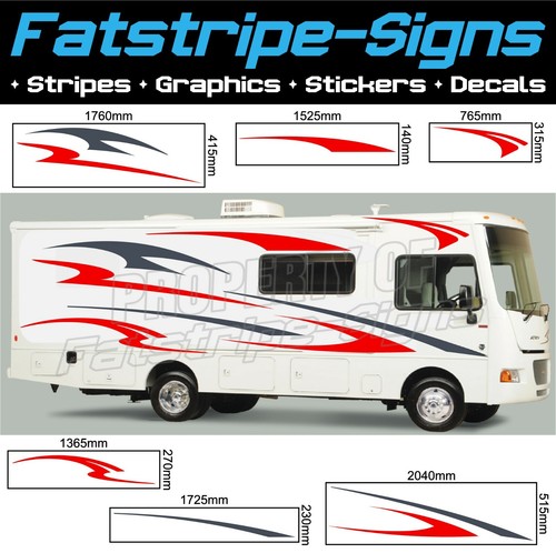 MOTORHOME VINYL GRAPHICS STICKERS DECALS STRIPES SET CAMPER VAN CARAVAN ...