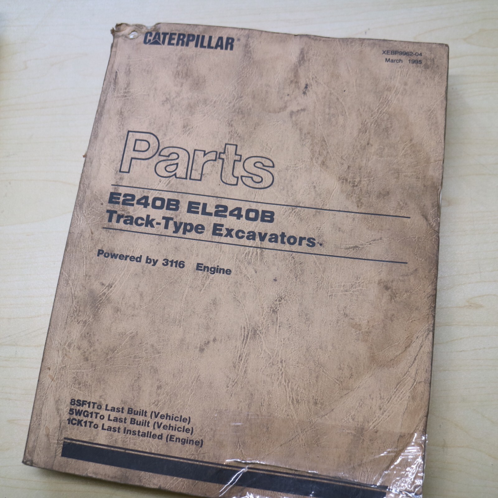 CAT Caterpillar E240B EL240B Crawler Excavator Parts Manual Book list ...
