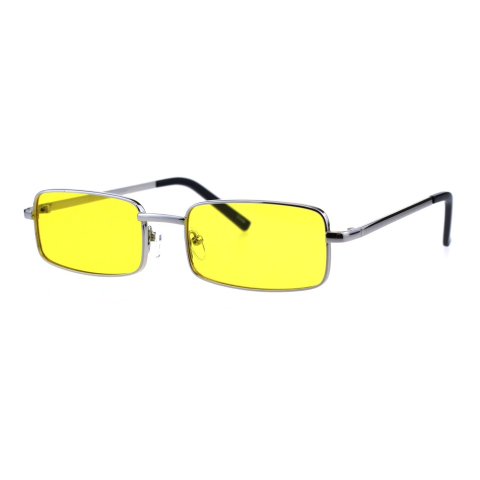 Perfect Rectangular Sunglasses Unisex Fashion Metal Frame Color Lens ...