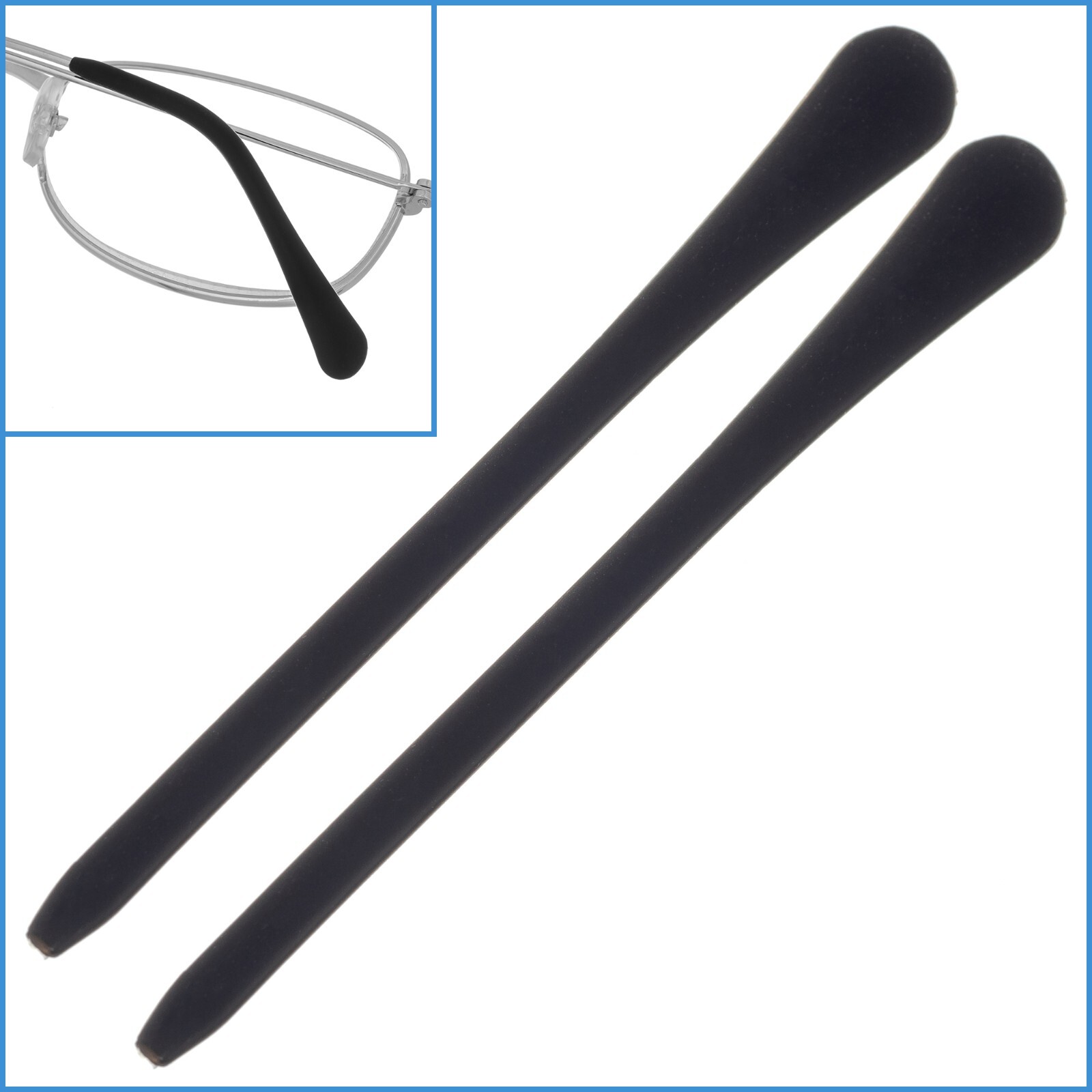 Silicone 2pc Black Glasses Eyeglasses Frames Ear Temple End Tip Repair ...
