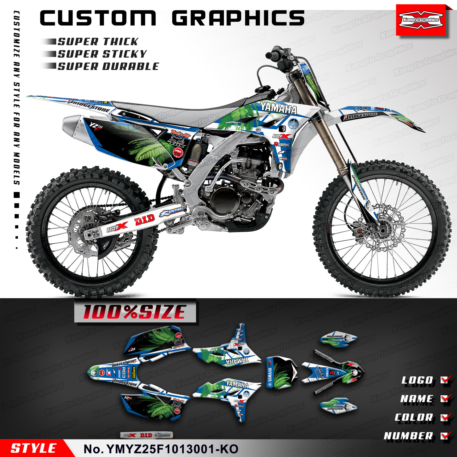 Dirt Bike Vinyl Graphics Custom Sticker for Yamaha YZ250F 2010 2011 ...