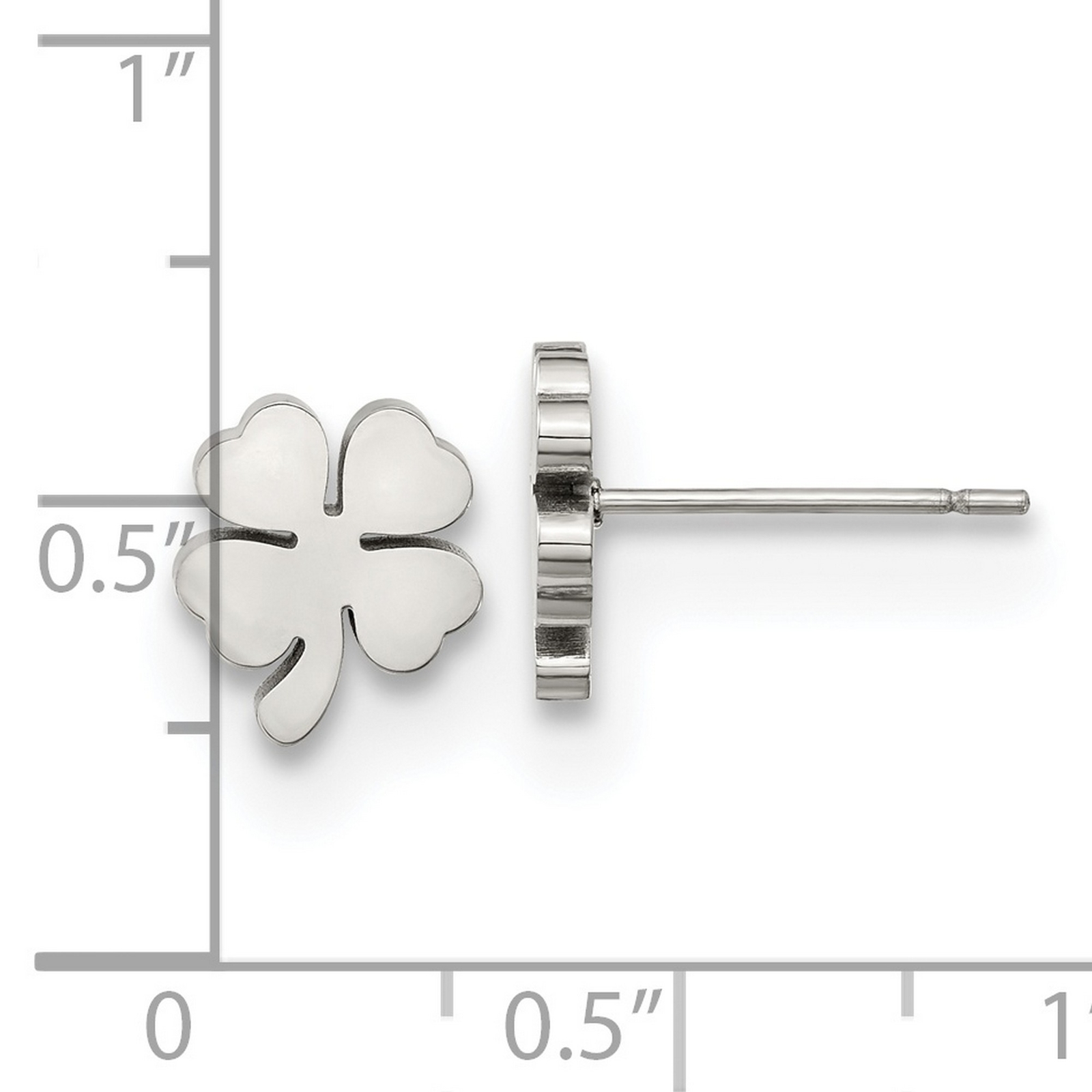 Stainless Steel Polished Four Leaf Clover Post Earrings | eBay
