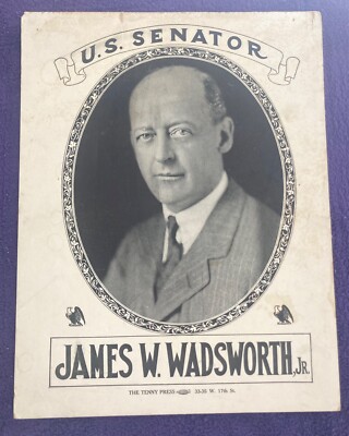Vintage James W. Wadsworth Jr. Political Campaign Poster | eBay