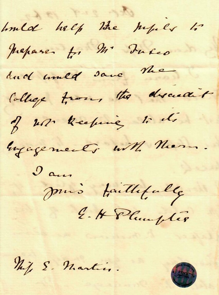 RARE! "English Divine" Edward Plumptre Hand Written Letter Dated 1862 ...