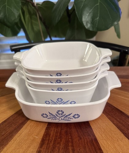 CORNING WARE Set 5 USA Cornflower Blue 3 Petite Pan Mini 12oz, 1 22oz 1 ...