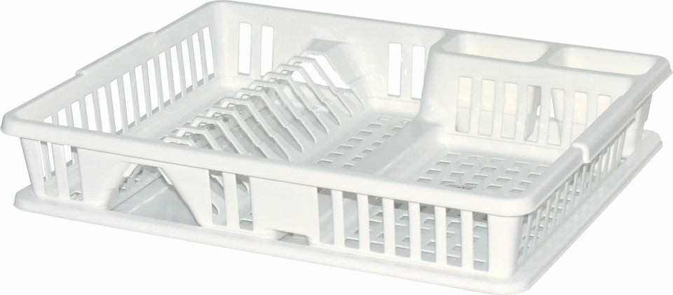 Large Plastic Dish Drainer Cutlery Rack Kitchen Sink Utensil Draining ...