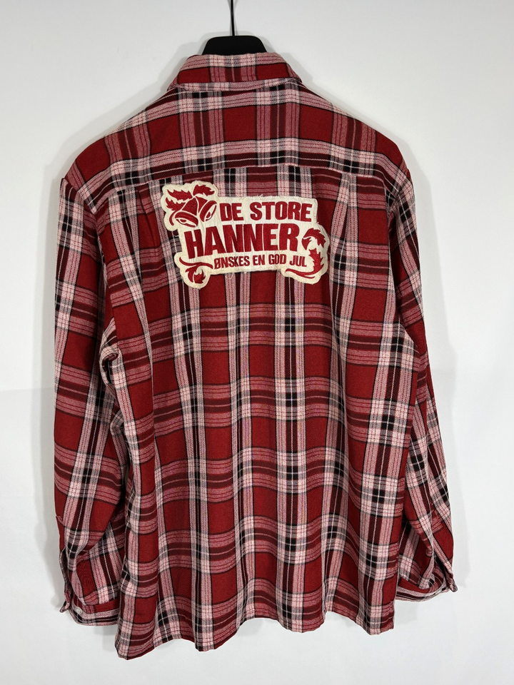 UNBRANDED Shirt Men's LARGE Check Plaid Print Christmas Theme Red Logo ...
