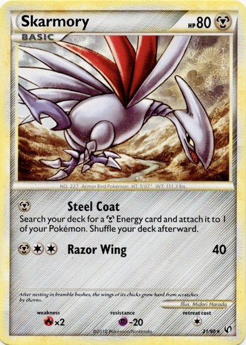 Skarmory - 21/90 - Rare LP, English Pokemon Undaunted | eBay