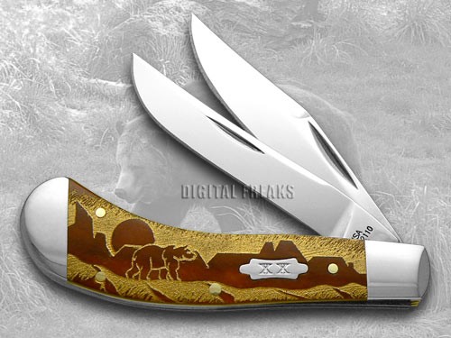 Case XX YELLOWHORSE Grizzly Mountain Chestnut Bone ##3 1/500 Saddlehorn ...