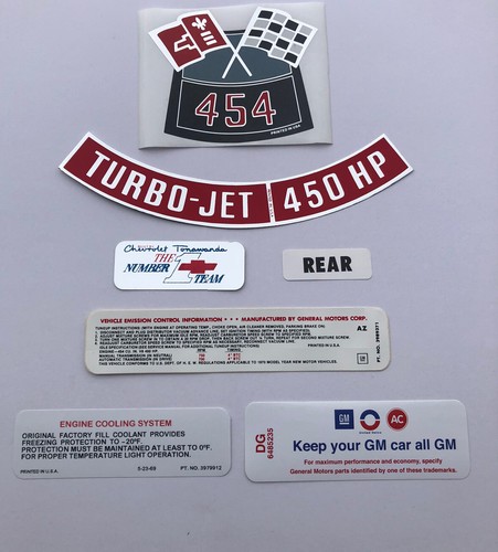 1970 Chevelle LS6 Decals Kit | 7 Pieces | Black | Round Air Filter ...