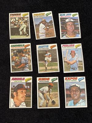 1977 TOPPS BASEBALL CLOTH STICKERS COMPLETE SET (55) 18 CHECKLISTS NR ...