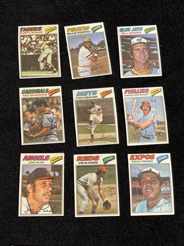1977 TOPPS BASEBALL CLOTH STICKERS COMPLETE SET (55) 18 CHECKLISTS NR ...