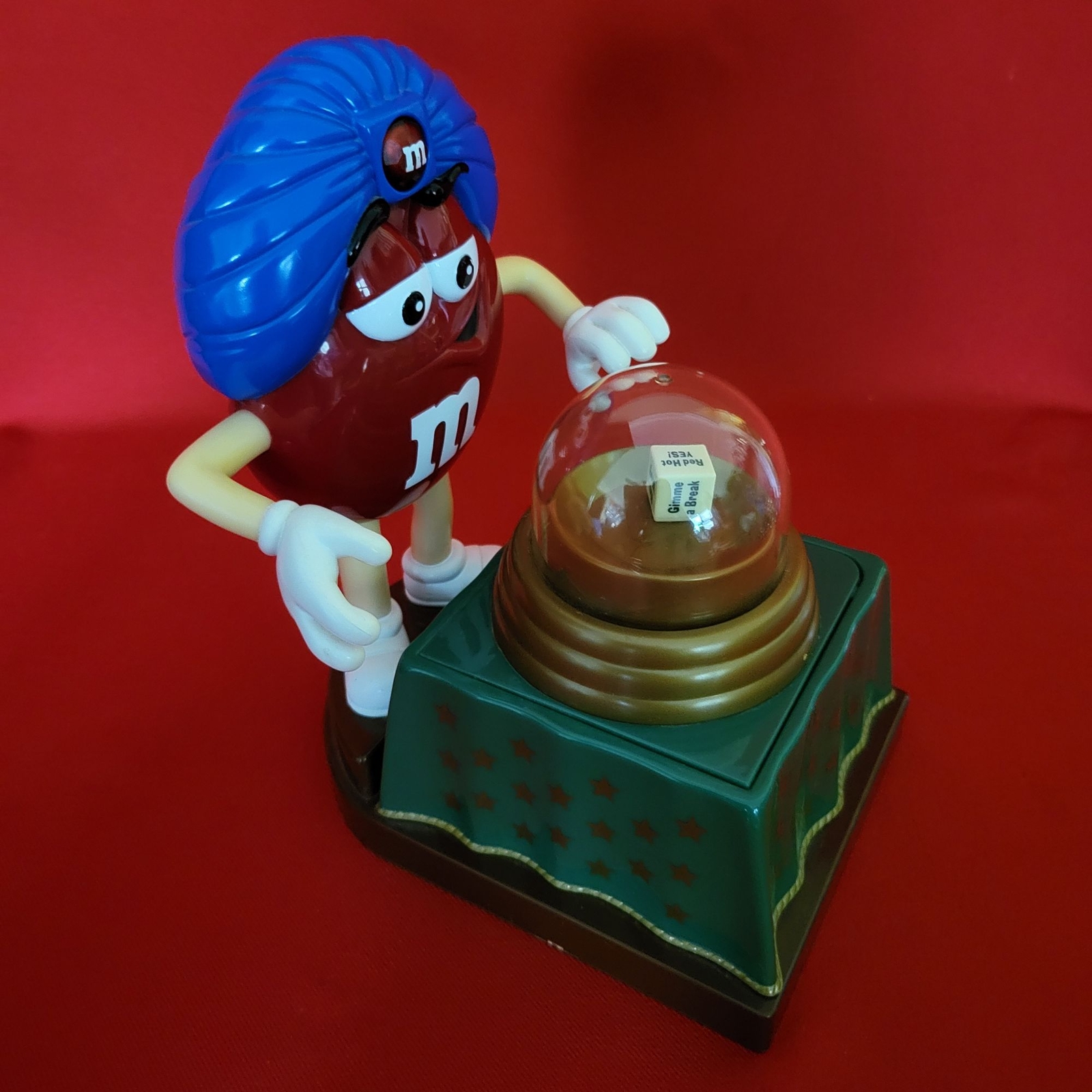 Fortune Teller M&M Candy Dispenser Red MM Blue Hat Green Table | eBay