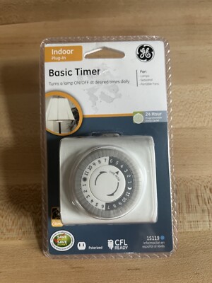 GE 15119 Indoor Basic Mechanical Timer Plug In Save Energy 24 Hour ...