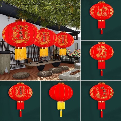 Flocking Cloth Red Lanterns Chinese New Year Door Hanging Lanterns Home ...