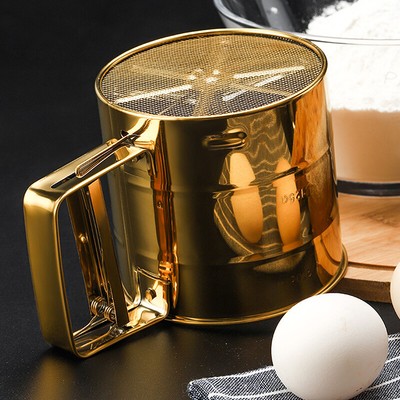 Kitchen Flour Sieve Handheld Semi-automatic Sugar Sifter Powder Shaker ...