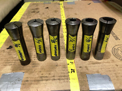 USED lot of 6 R8 collet HARDINGE brand different sizes from 1/8 to 3/4 ...