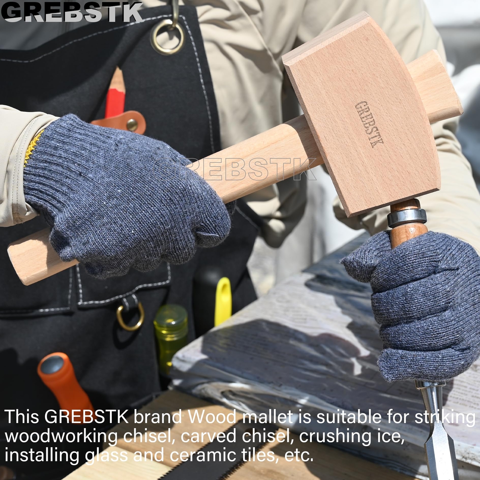 Wooden Mallet Manual Ice Hammer Mallet Beech Solid Carpenter ...