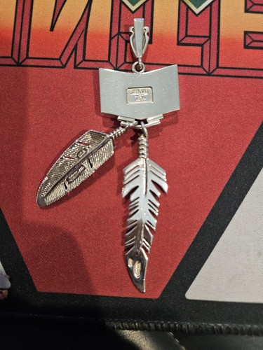 Ray Tracey Knifewing 925 Silver Pendant Turquoise Lapis Inlay Feathers ...