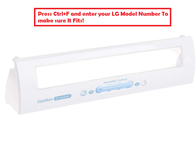 LG Refrigerator Drawer Cover Assembly w/Window For Crisper w/Humidity ...