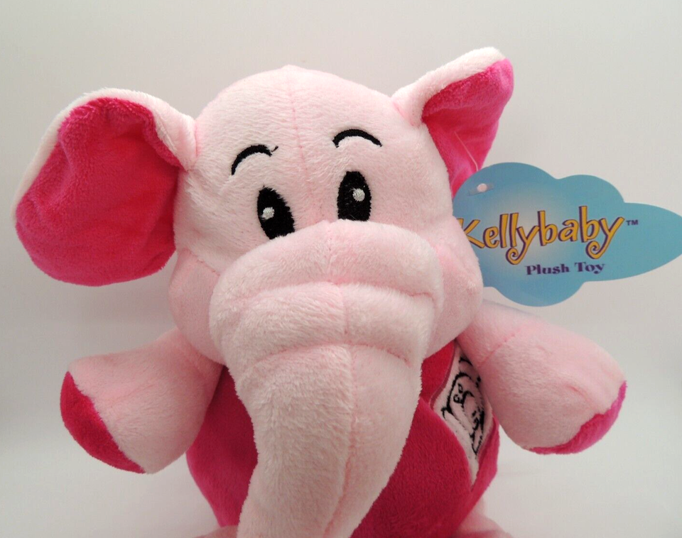 Kelly Baby Bright Pink Elephant Rattle Plush Toy Lovie Lovey Stuffed ...