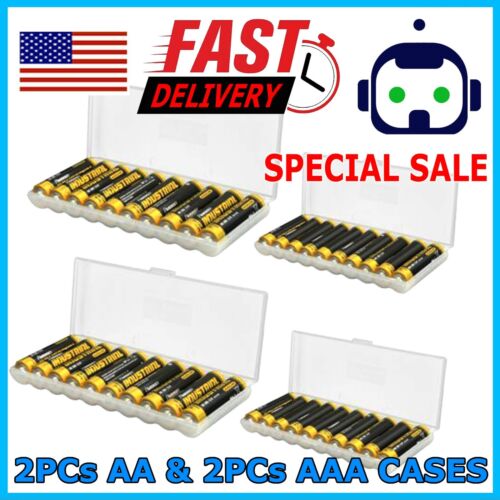 Battery Storage Case Holder Organizer Box For 10 AA AAA Batteries 4 ...
