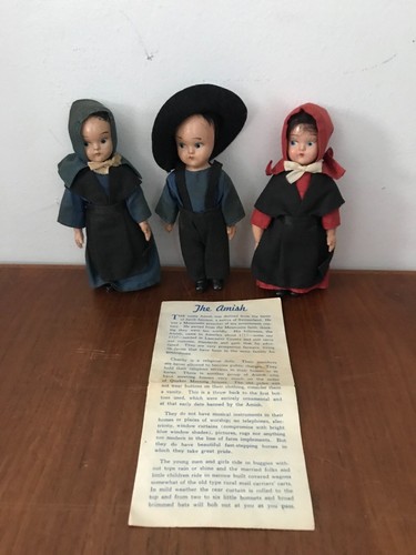 Vintage Knickerbocker Pennsylvania Dutch Amish Dolls Hard Plastic 2 ...