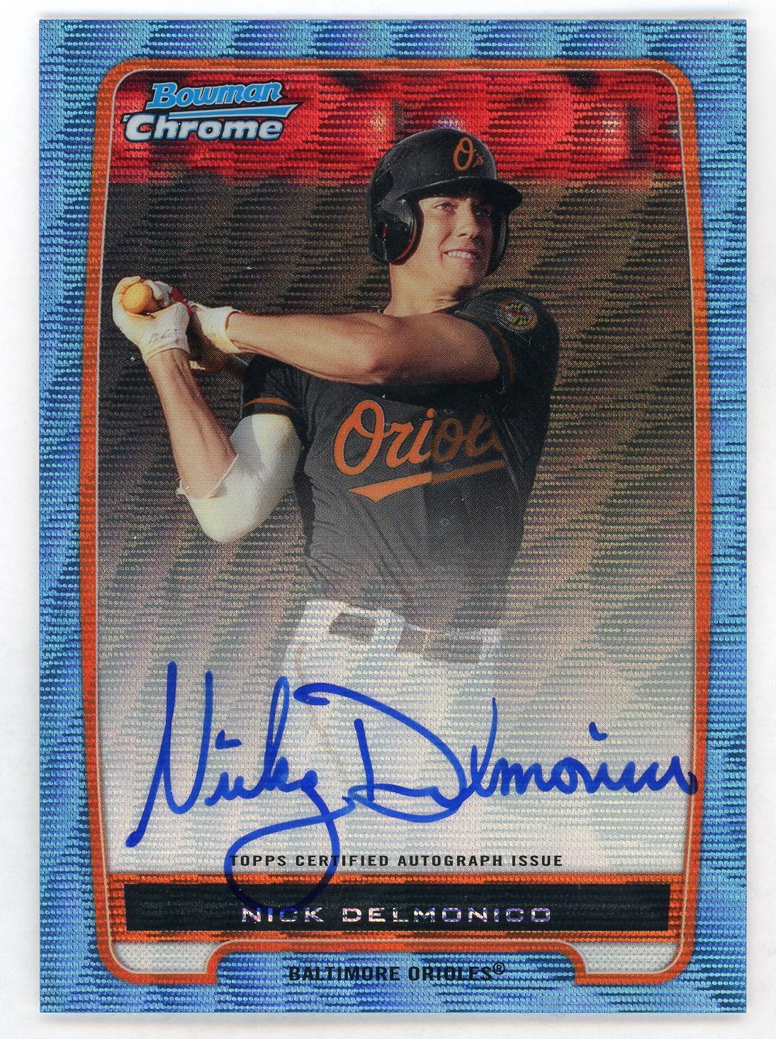 Nick Delmonico 2012 Bowman Chrome Auto Blue Wave Serial #d 3/50 Orioles ...