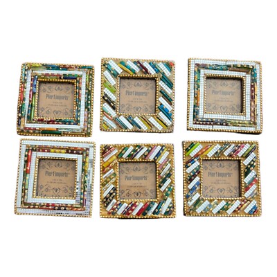 Set of Six PIer 1 Imports Mini Frames-2" x2" Frames Beaded Miniatures ...