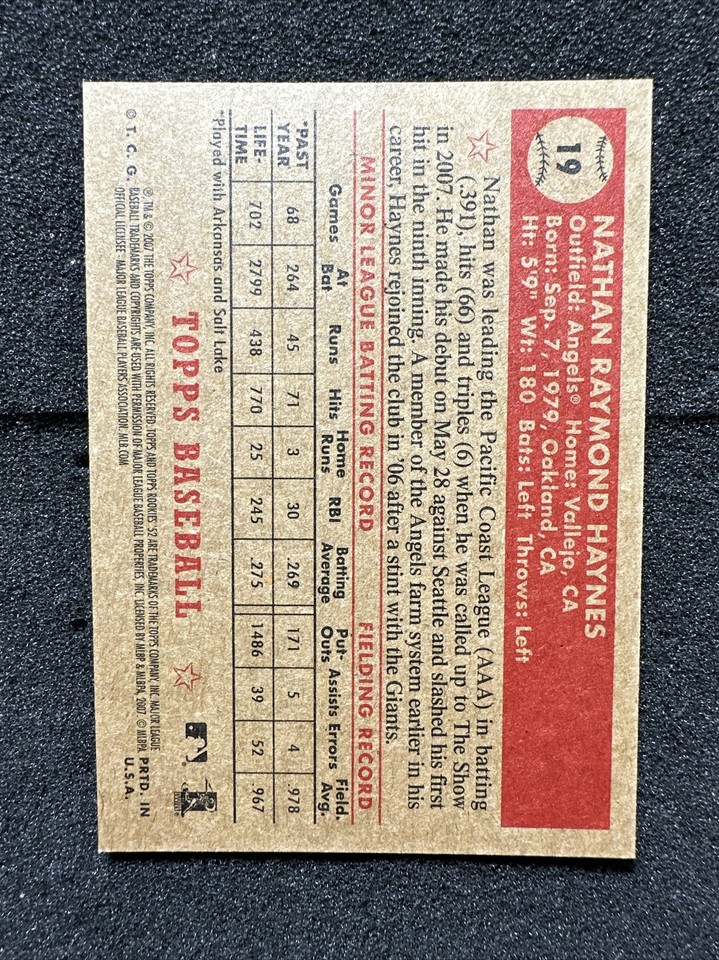 NATHAN HAYNES #19 2007 Topps '52 Rookies QTY Los Angeles Angels | eBay