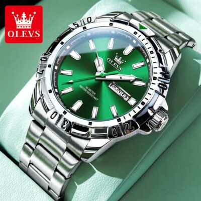 Waterproof Quartz Watch Men's Luxury Business Luminous OLEVS Men Date ...