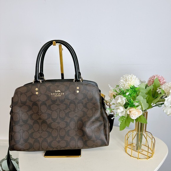 Coach 91495 Lillie Carryall In Signature Canvas IN Brown Black | eBay