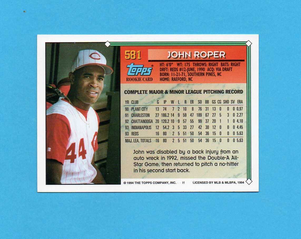 BASEBALL CARD-TOPPS 1994-n.581-JOHN ROPER-REDS | eBay