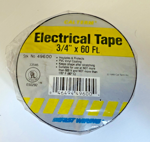 CAL TERM Electrical Tape - Black - 3/4" x 60' (49600) - NOS / SEALED ...
