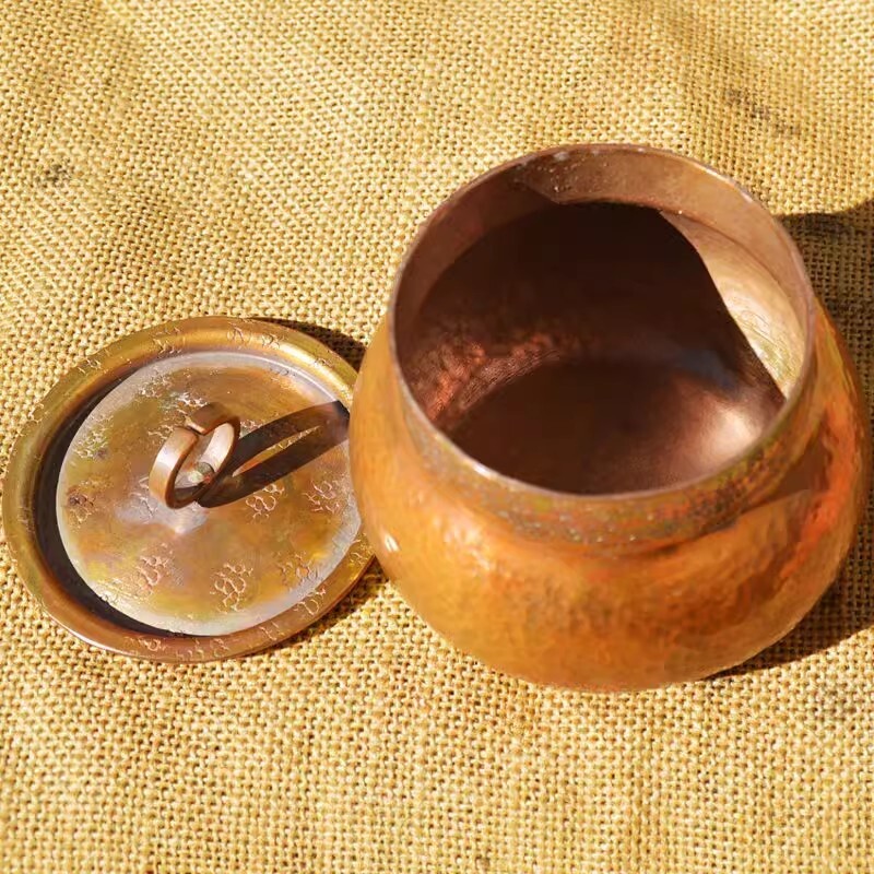 Pure Copper Stew Pot with Lid Thick Handmade Tea Cans Container Antique ...