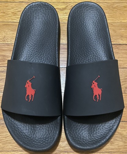Polo Ralph Lauren Mens Size 13 Slides Black Red | eBay