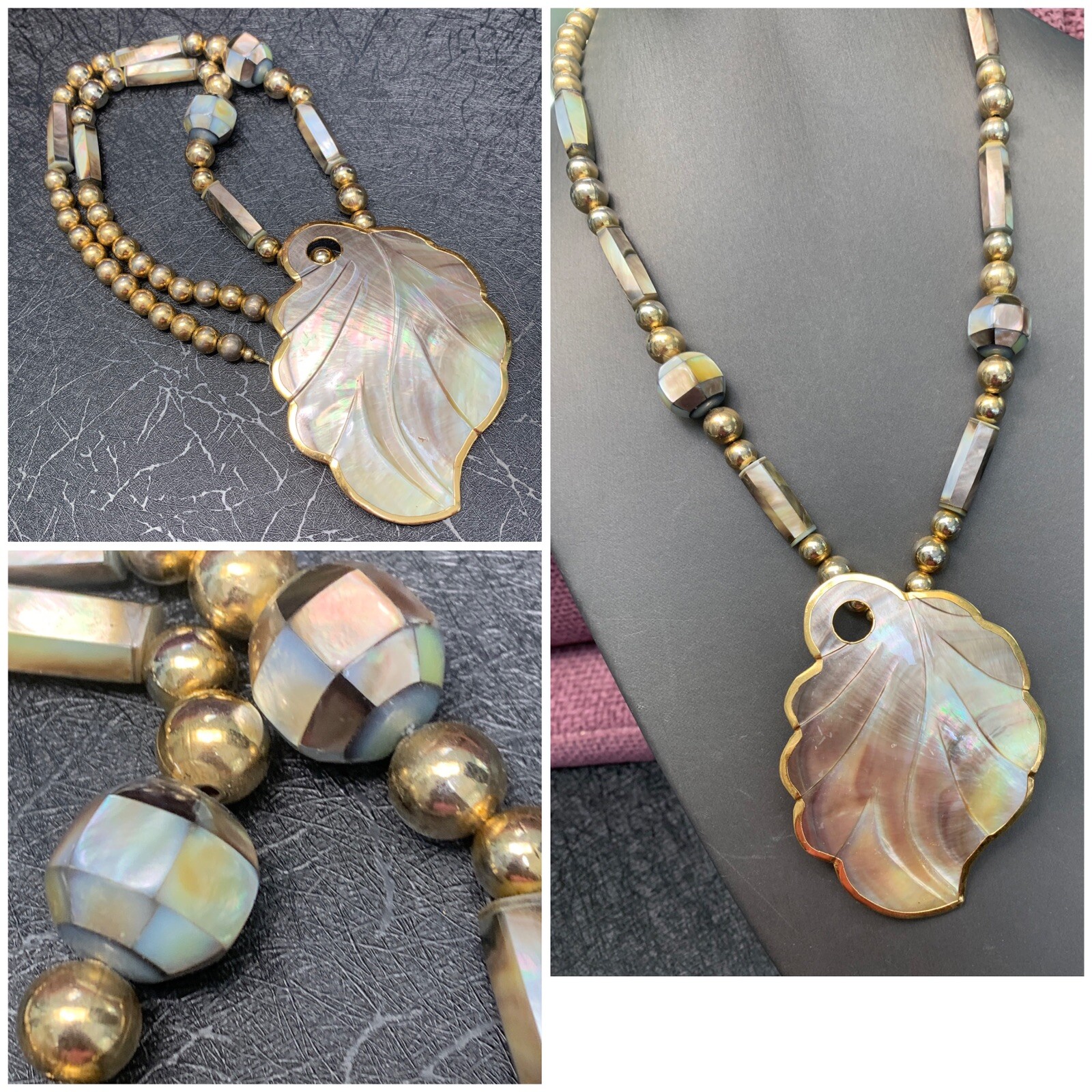 Karla Jordan Vgt 80's Mother of Pearl Mosaic Beaded L… - Gem