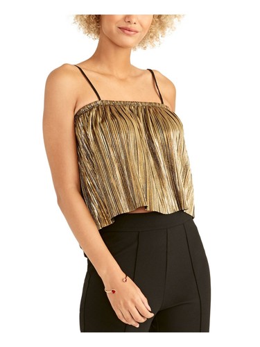 RACHEL RACHEL ROY Womens Gold Spaghetti Strap Square Neck Cocktail Crop ...