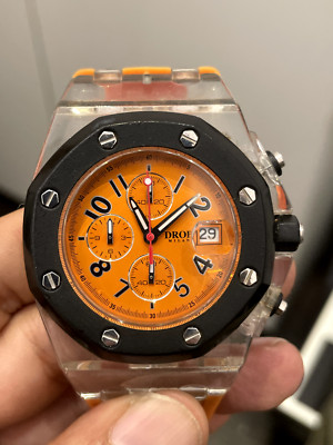 DROPS Milano Orange Chronograph Watch – PD003C - Date, Silicone Strap ...