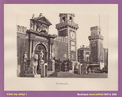 ITALIE, VENISE, ARSENALE, L'ARSENAL, MONUMENT & STATUES, ALBUMINÉ 1880 ...
