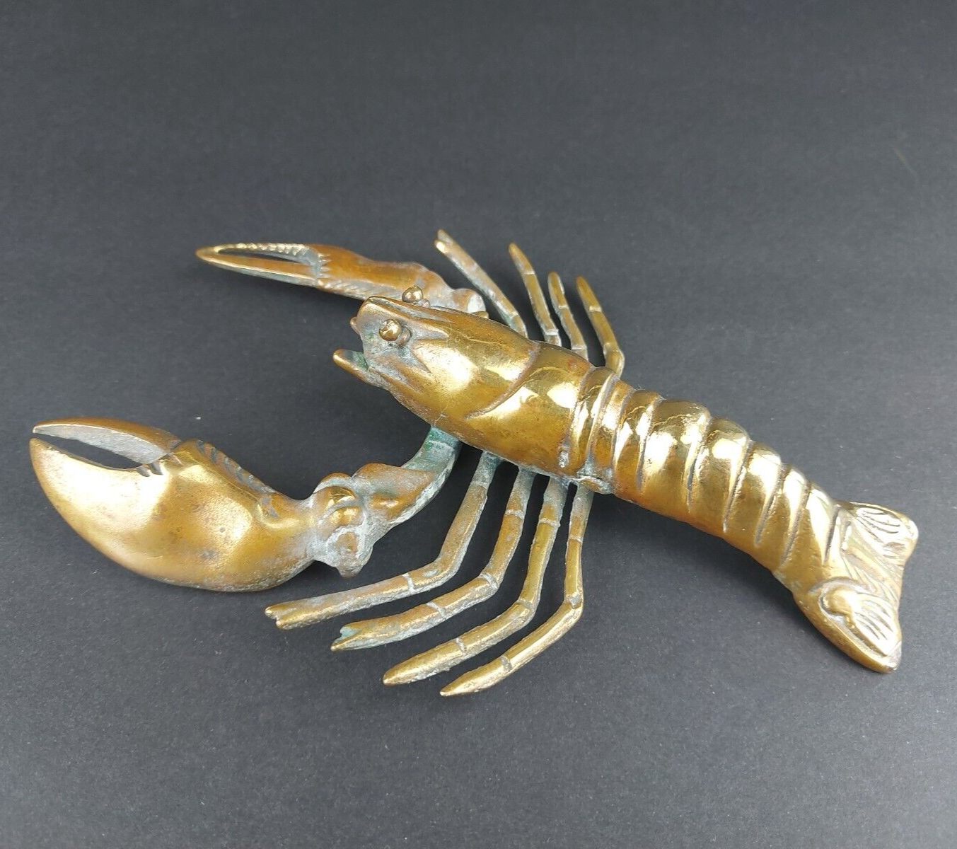 Vintage Brass Lobster Figurine Paper Weight Nautical Ocean Lake Decor 7 ...
