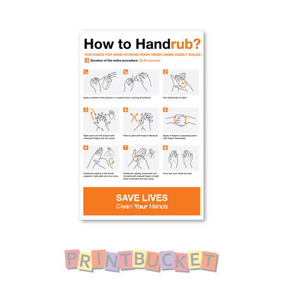 How to hand rub Sign Large 420mm water/fade proof safe work hygiene | eBay