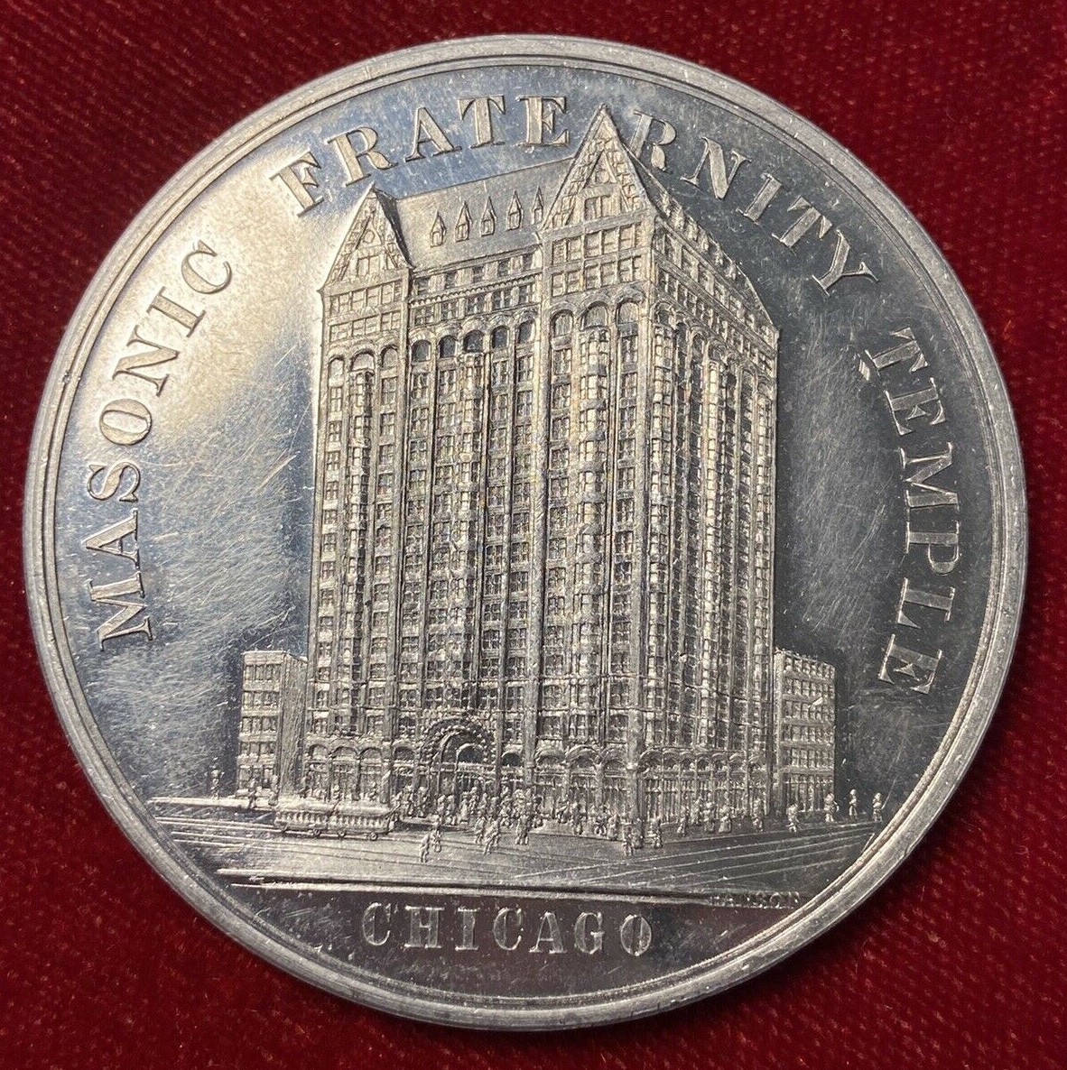 MASONIC FRATERNITY TEMPLE ALUMINUM MEDAL CHICAGO HIGHEST COMMERCIAL ...
