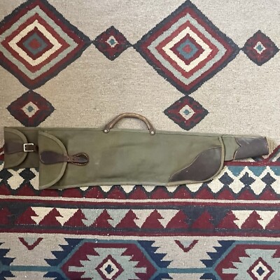 Vintage Red Head Canvas Break Down Gun Case Leather Trim Shotgun/Rifle ...