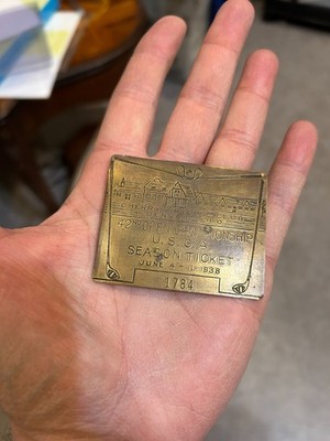 original RARE 1938 U.S. OPEN GOLF CHAMPIONSHIP season ticket METAL ...