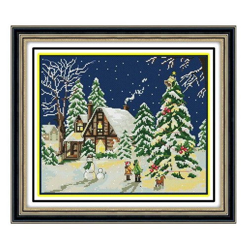 Winter Scene Stamped for Teen Children Embroidery Needlework 11CT ...