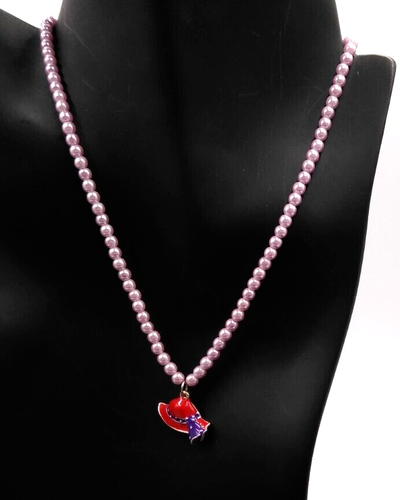 Red Hat Women's Lavender Purple Simulated Pearl 16" Necklace w/ Red Hat ...