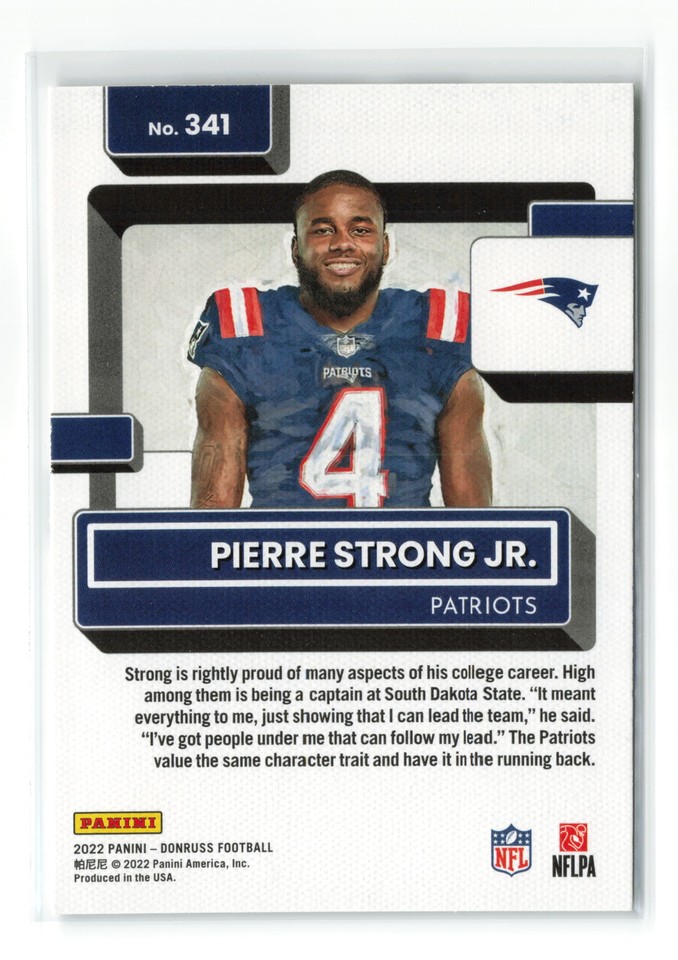 PIERRE STRONG JR #341 2022 PANINI DONRUSS PATRIOTS PORTRAIT RATED ...