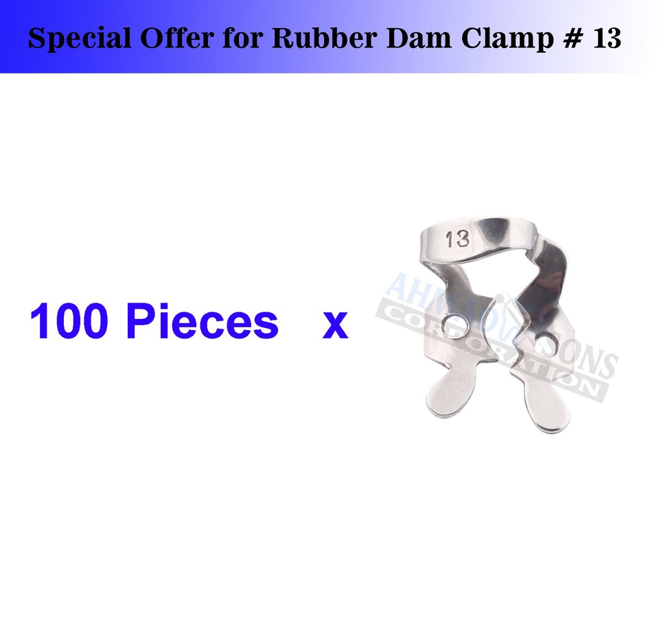 100 PCS Dental Rubber Dam Clamps Endodontics Ivory Retractors Premolar ...
